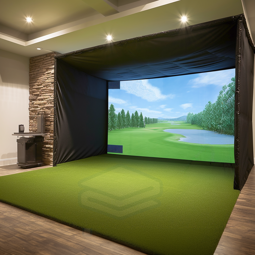 8' x 8' Golf Simulation Enclosure Kit with Screen & Side Panels — Tarps.com