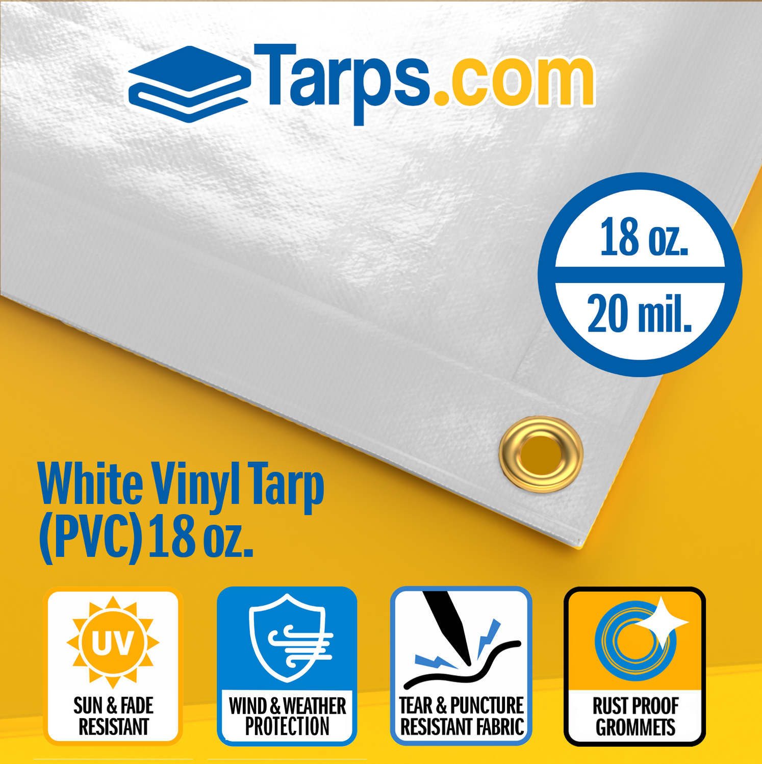 White Vinyl PVC Tarps - 18 oz — Tarps.com