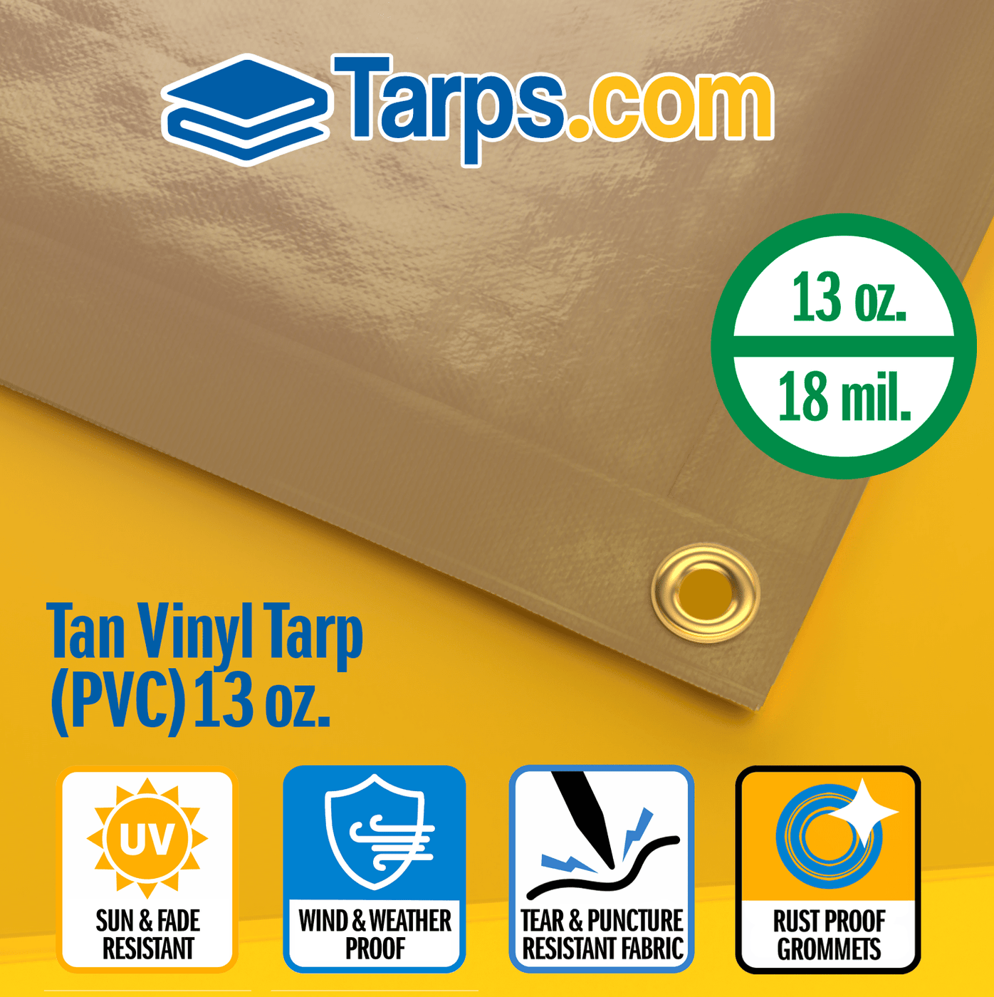 Tan Vinyl PVC Tarps - 13 oz | Tarps.com